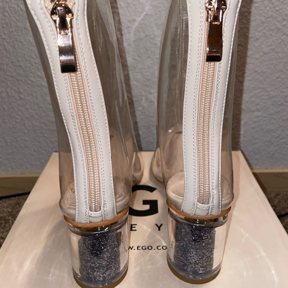 None | Shoes | Clear Pvc Heeled Boots With Sparkly Heel Size 7 | Poshmark